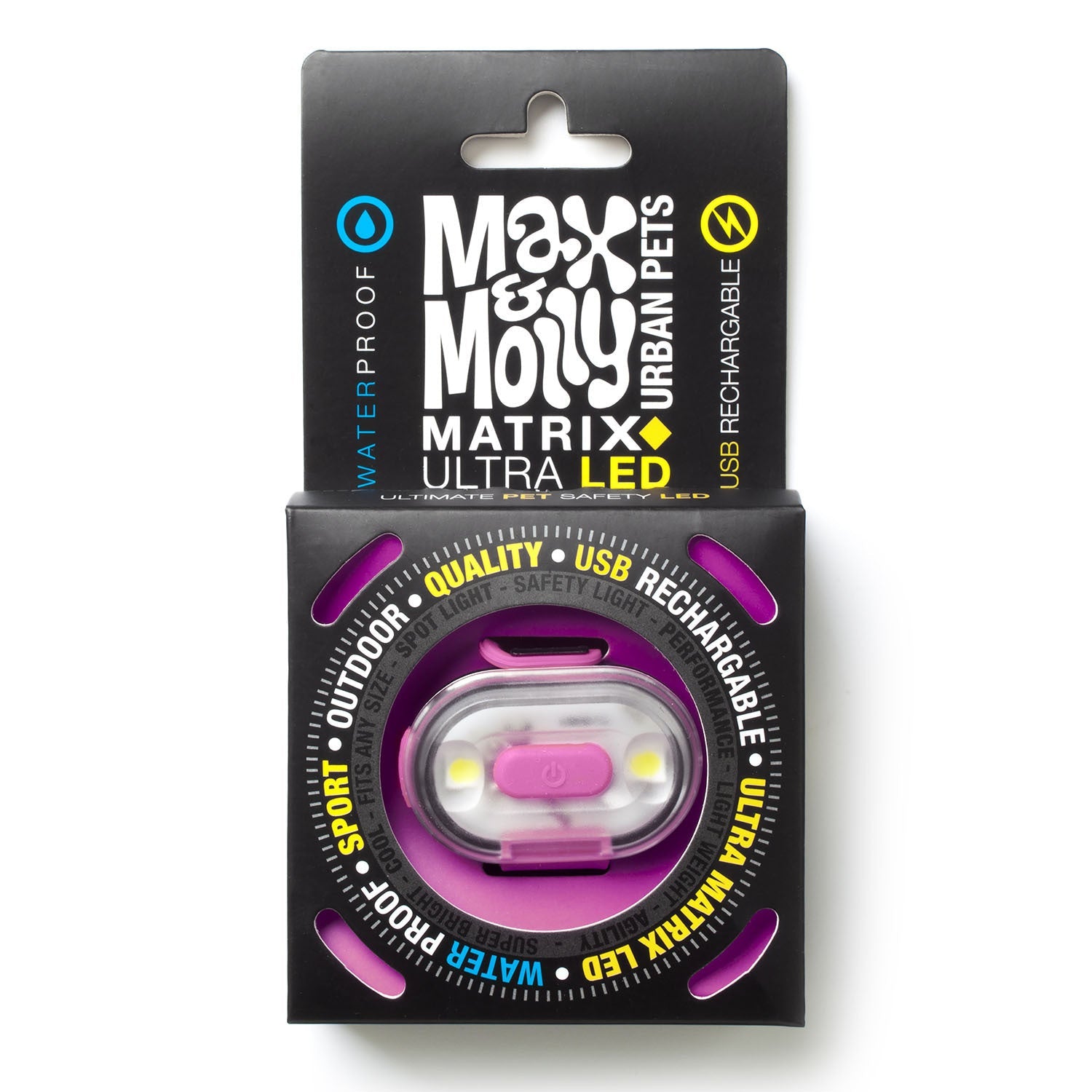 Max & Molly Matrix Ultra LED Harness/Collar Safety light- Pink - – PetBull